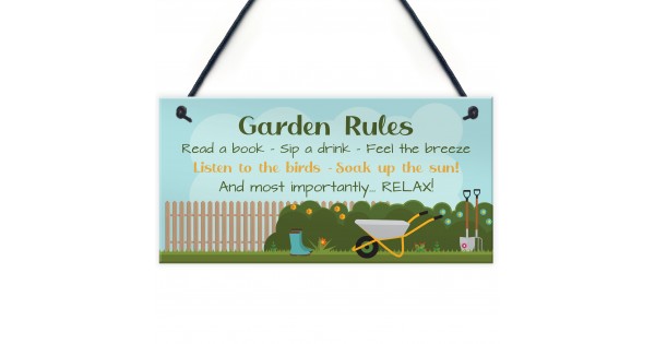 GARDEN RULES SIGN For Garden Perfect For Gardeners Wall Sign