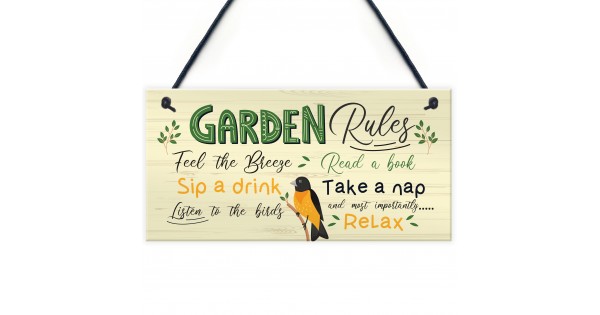 Garden Rules Sign Relax Feel the Breeze Take a Nap Pretty Sign