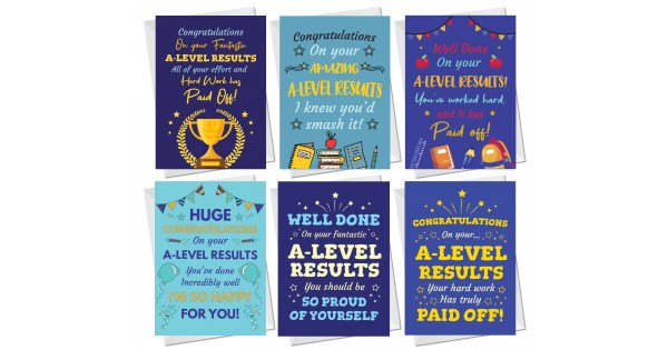 A-Level Results Congratulations Cards Pack of 6 Well Done Cards