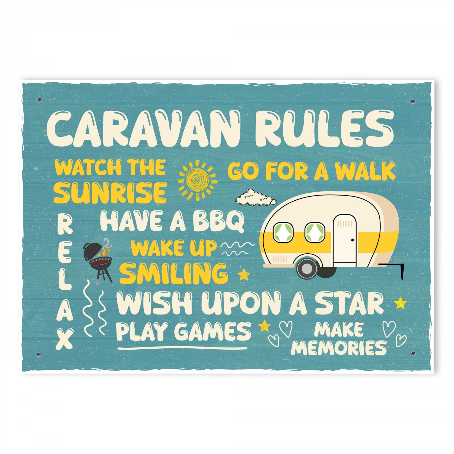 Novelty CARAVAN RULES SIGN Wall Door Plaque Caravan Sign