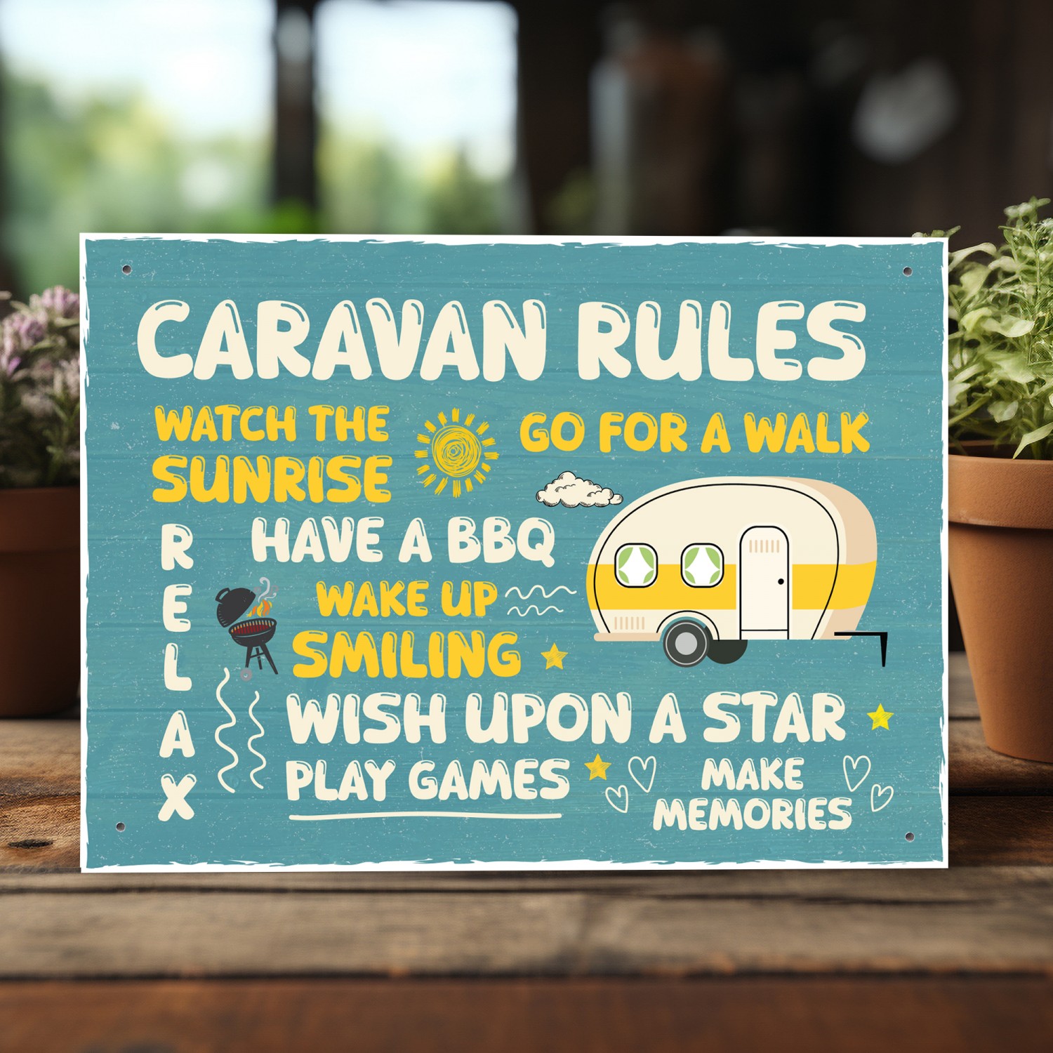 Novelty CARAVAN RULES SIGN Wall Door Plaque Caravan Sign