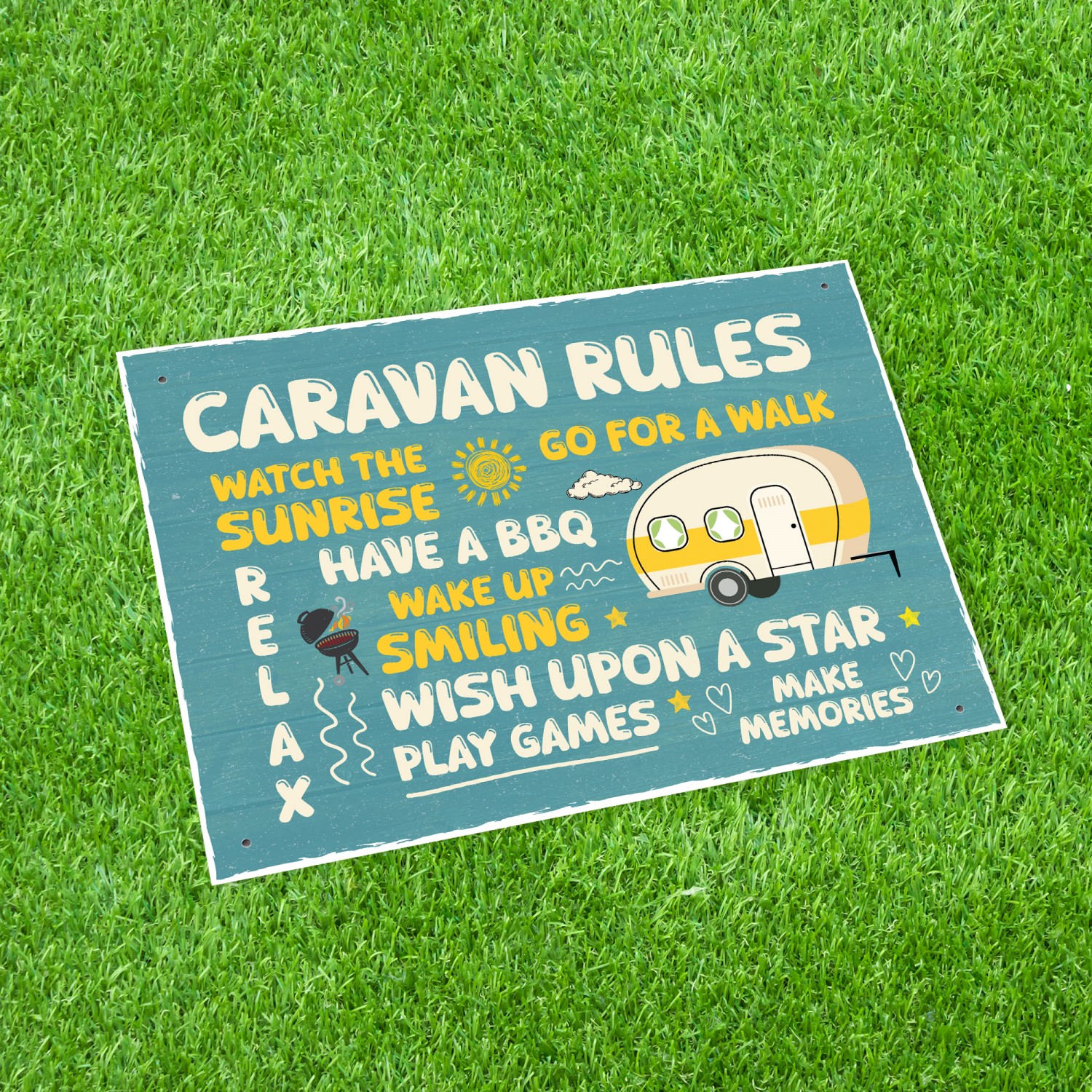 Novelty CARAVAN RULES SIGN Wall Door Plaque Caravan Sign