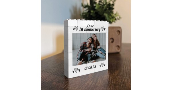 Personalised Photo Bricks Couple Photo Plaque 1st Anniversary