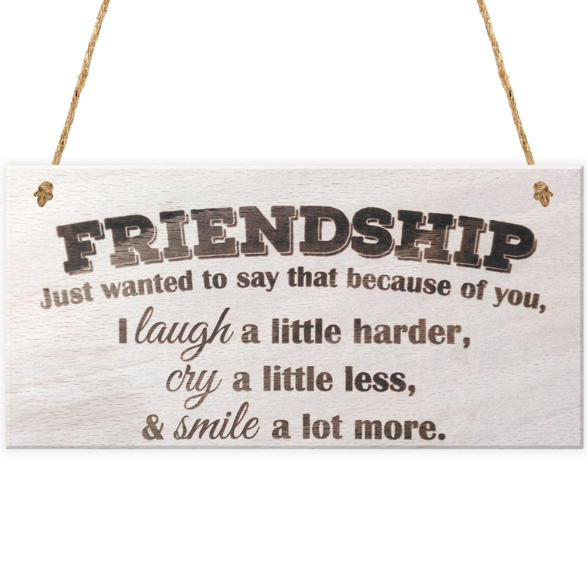 Friendship Laugh Cry Smile Wooden Hanging Plaque Best Friends