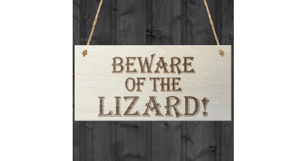 Beware Of The Lizard Wooden Hanging Novelty Plaque Gift
